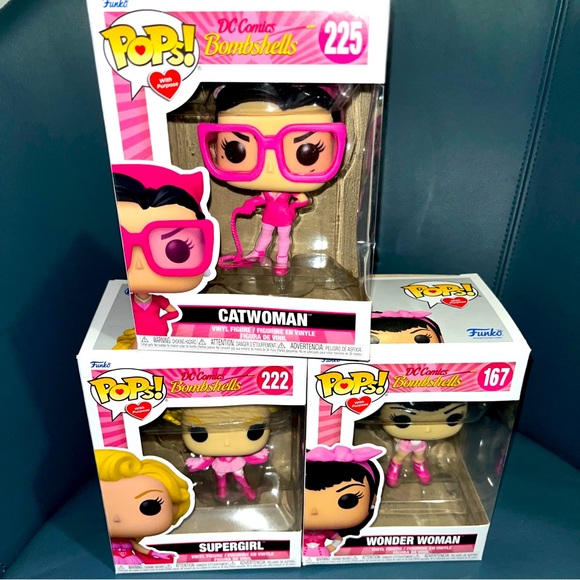Funko | Toys | 3 Funko Pop Heroes Breast Cancer Awareness Dc Bombshell ...